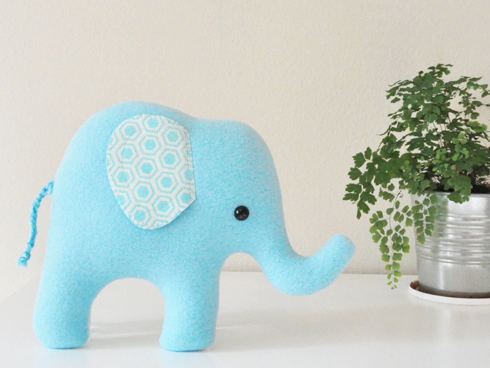 Curious Light Blue Plush Elephant Geometric Ears READY TO | Etsy