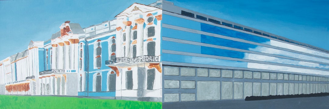 Building Rococo Vs Functionalism Original Acrylic Painting - Etsy