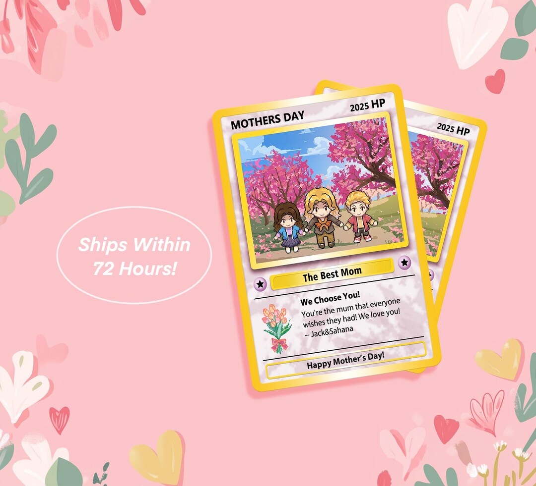 Personalized Mother's Day Card, Hand-drawn Cards Based on Pokemon ...
