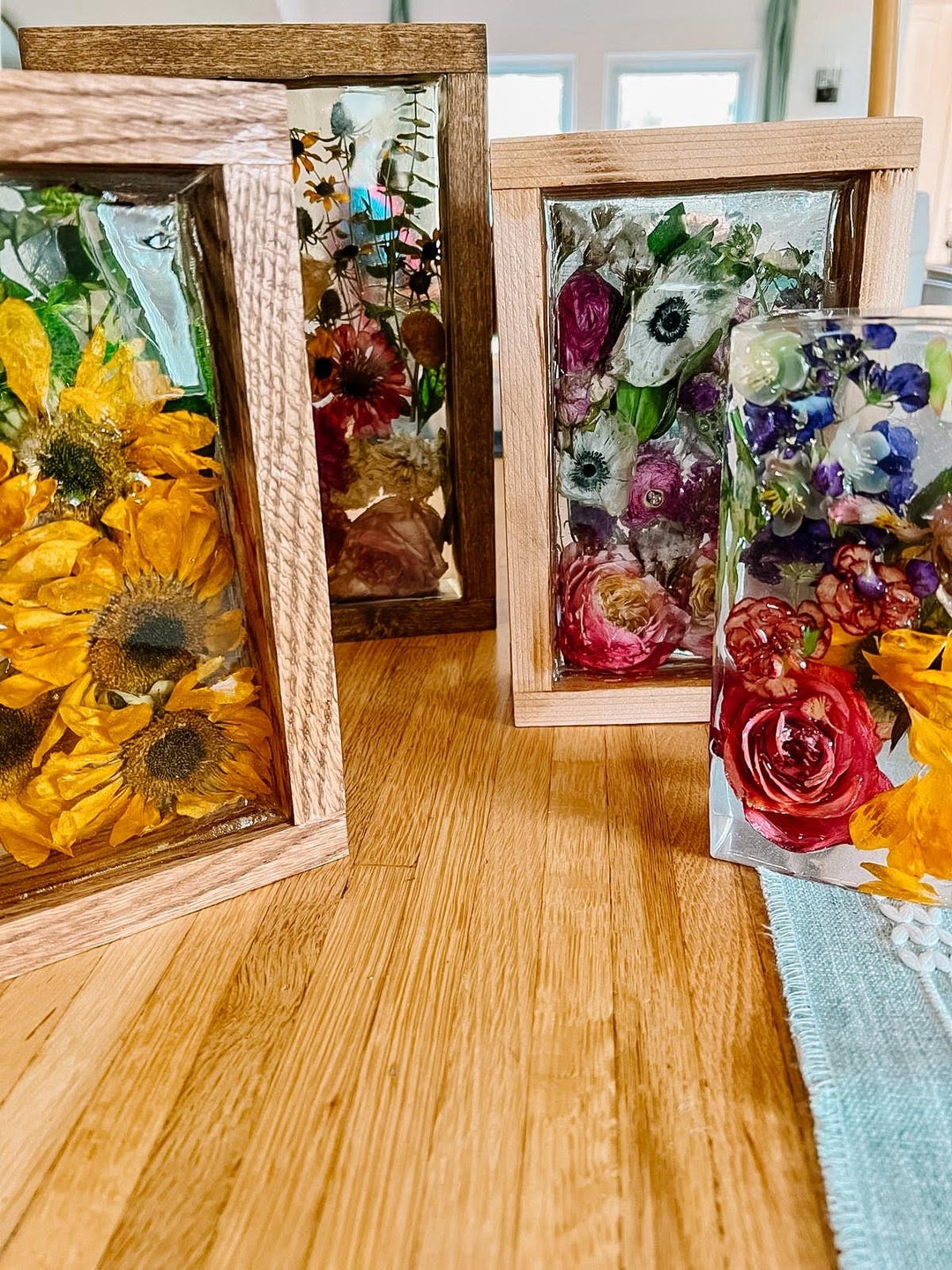 WEDDING Flowers Preserved 3D in a Hand-crated Wooden Frame Shadow Box ...