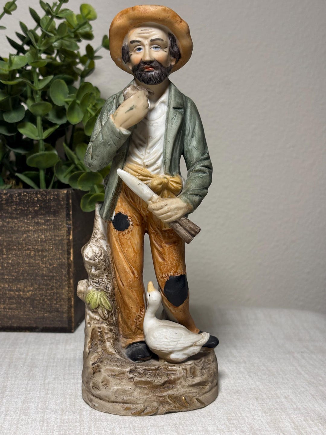 Vintage Porcelain Homco Man With a Pipe and Goose - Etsy