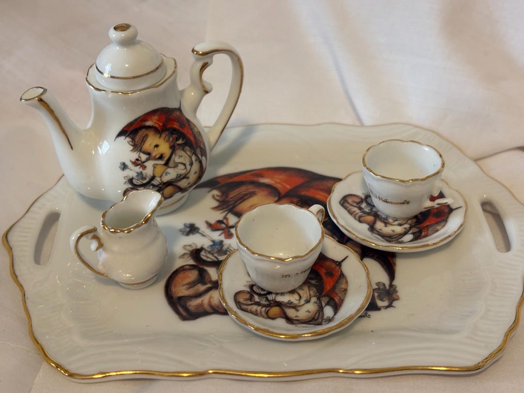 Vintage Reutter Porzellan 7 Piece Mini Tea Set Hummel Umbrella Girl - Etsy