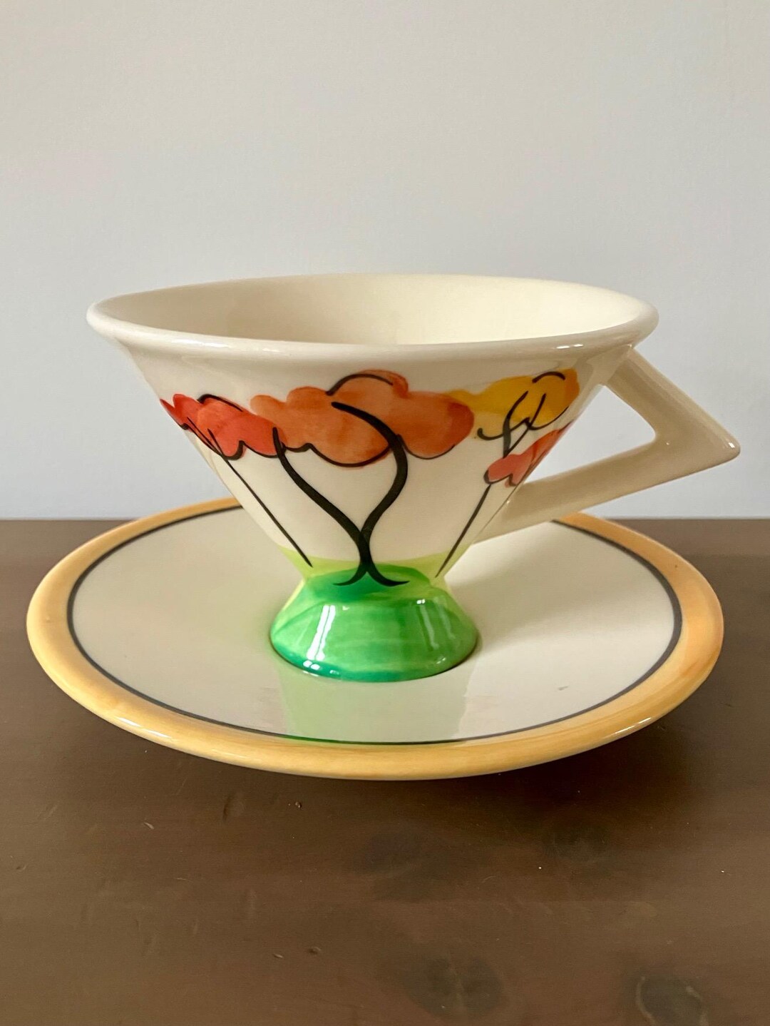 Clarice Cliff Inspired Art Deco Style Cup and Saucer - Etsy