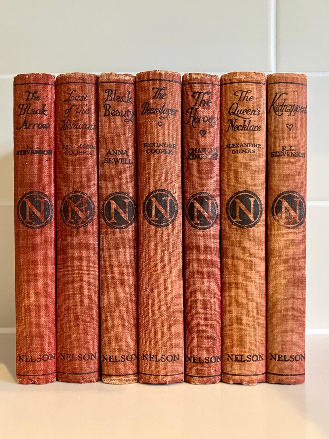 Red Vintage Book Stack – Early 1900s Decorative Novels, Set of 7 - Etsy