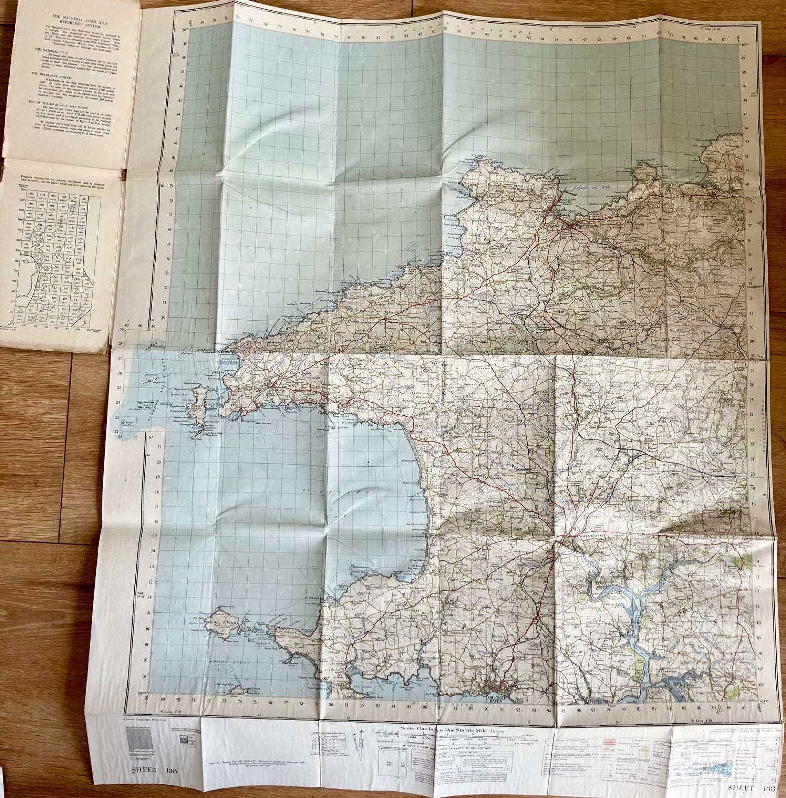 Vintage 1952 Map of Fishguard in Wales - Vintage British Cloth-backed ...
