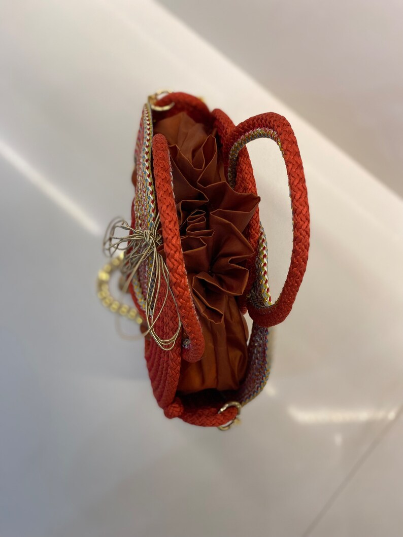 Handmade Braided Rope Bag W/gold Chain Unique & Stylish Market Tote ...
