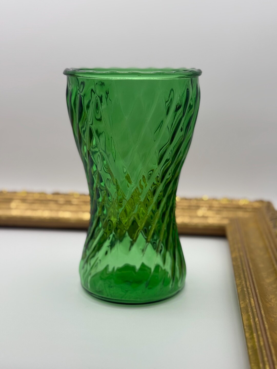 Vintage Randall Emerald Green Swirl Glass Vase - Etsy