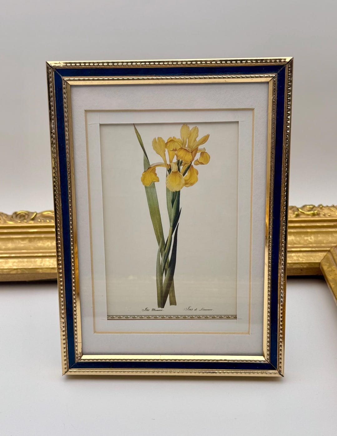 Vintage 5x7 Blue and Gold Metal Frame - Etsy