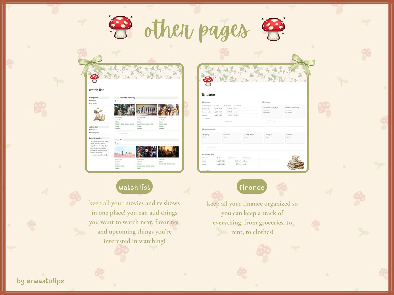 ୨୧ Cottagecore Themed Planner Template | Aesthetic Notion Planner ...
