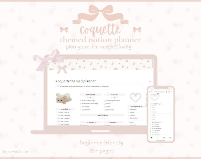 Notion Layout ~ Pink Y2k Theme Etsy