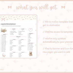 ୨୧ Coquette Themed Notion Template | Aesthetic Notion Planner | Digital ...