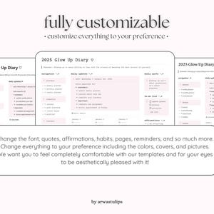 ୨୧ 2025 Glow up Planner Notion Template | That Girl Notion Template ...