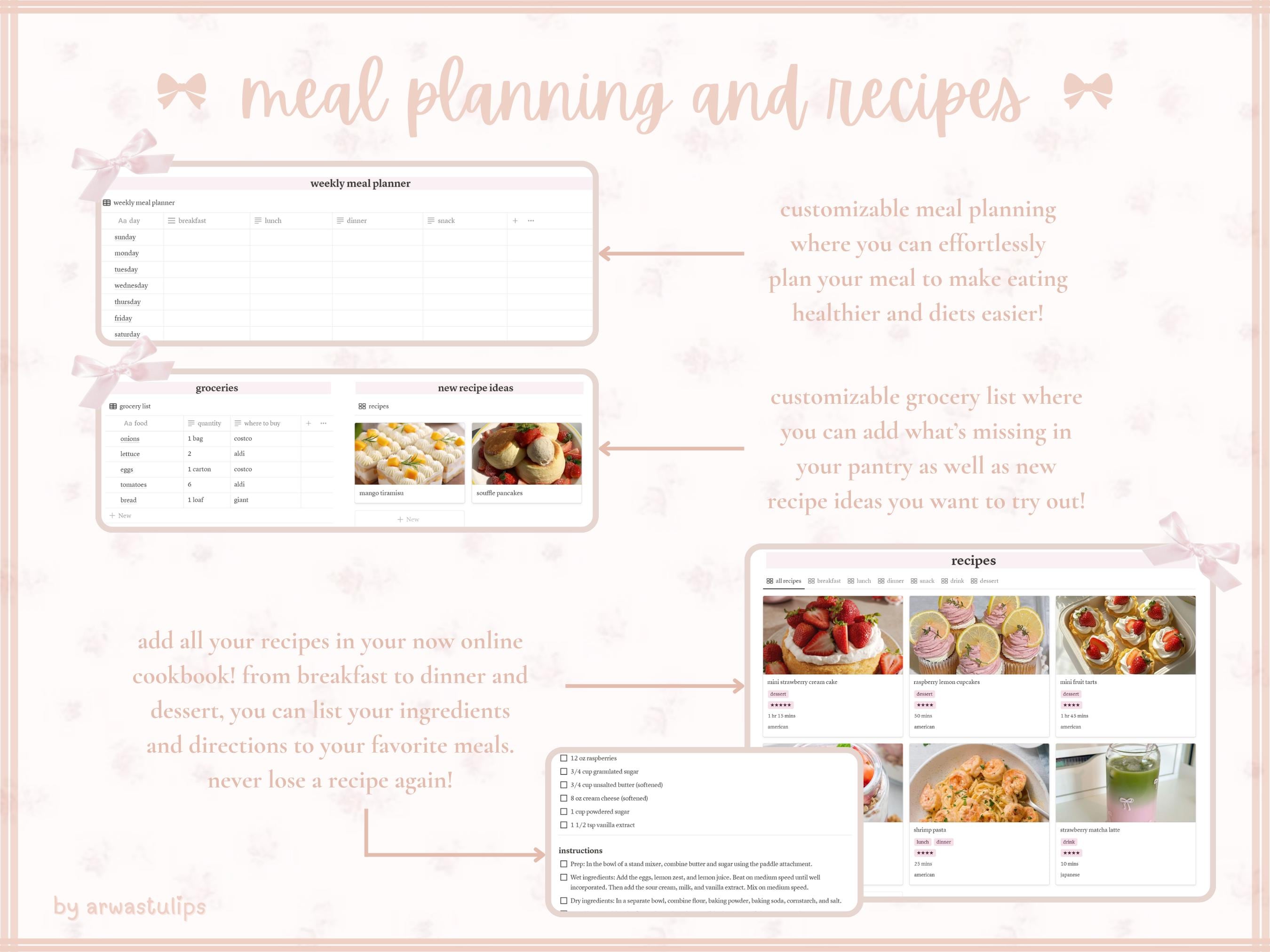 ୨୧ Coquette Themed Notion Template | Aesthetic Notion Planner | Digital ...
