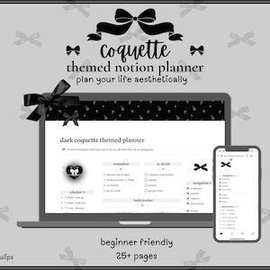 ୨୧ Dark Coquette Themed Notion Template | Aesthetic Notion Planner ...