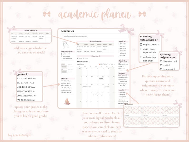 ୨୧ Coquette Themed Notion Template | Aesthetic Notion Planner | Digital ...