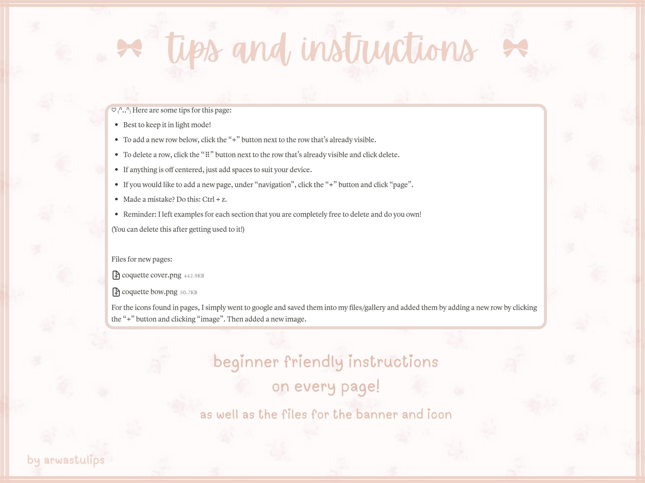 ୨୧ Coquette Themed Notion Template | Aesthetic Notion Planner | Digital ...