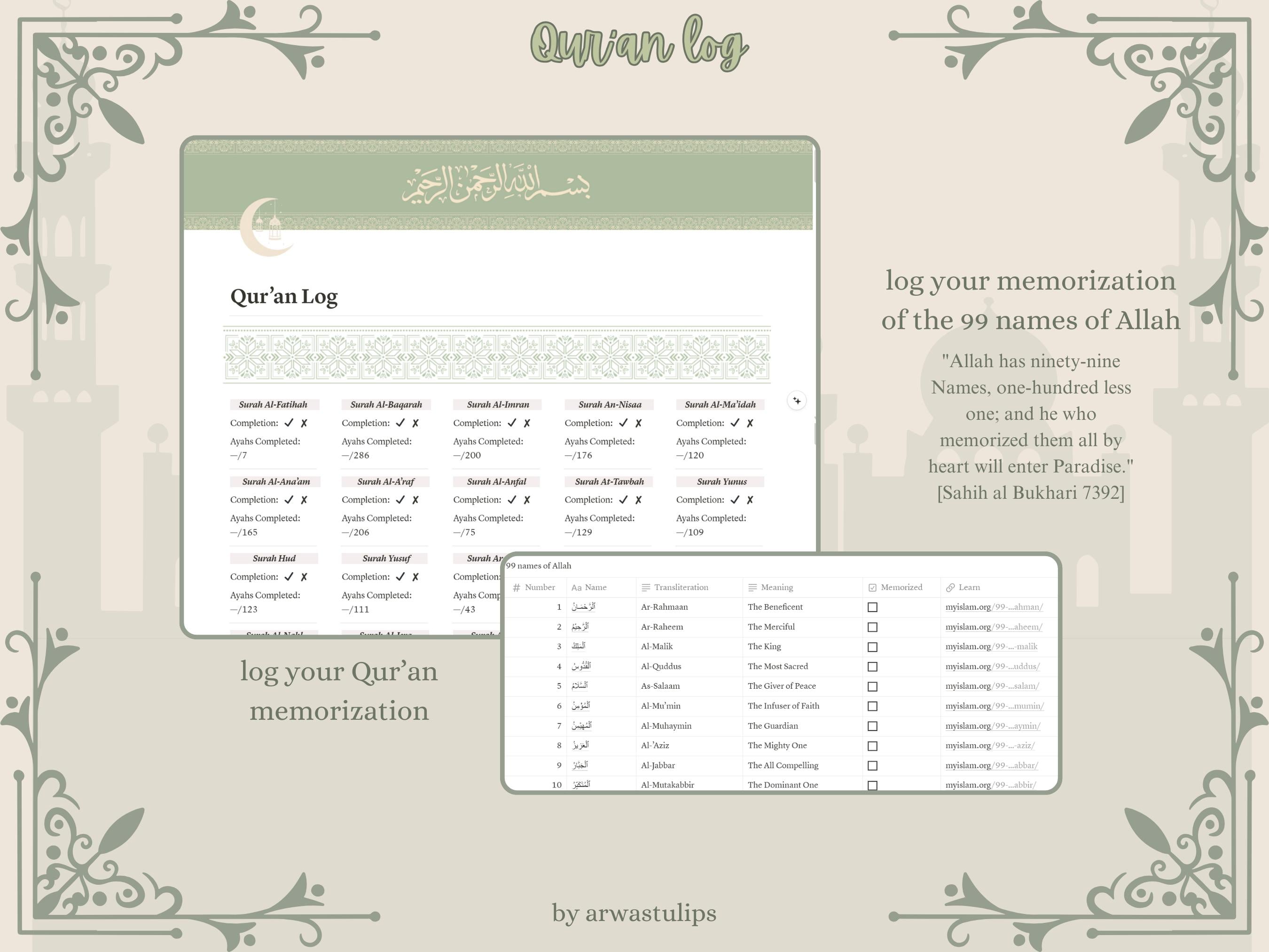 Digital Muslim Planner Template | Aesthetic Notion Planner | Digital ...