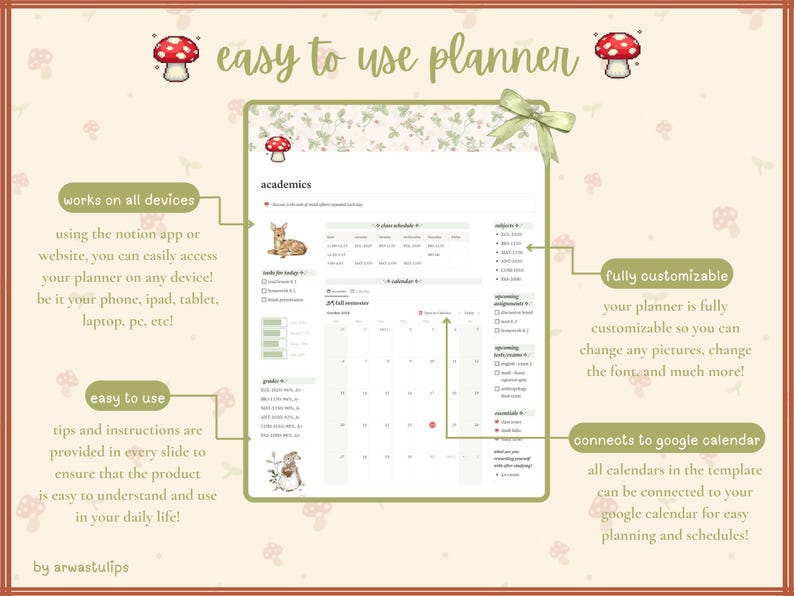 ୨୧ Cottagecore Themed Planner Template | Aesthetic Notion Planner ...