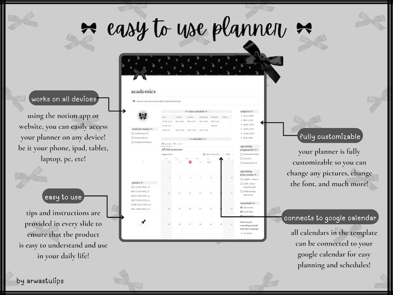 ୨୧ Dark Coquette Themed Notion Template | Aesthetic Notion Planner ...