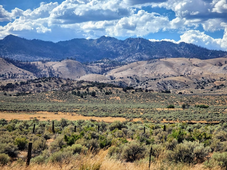 High Desert Landscape No People, Warner Mountains, Clouds With Blue Sky ...