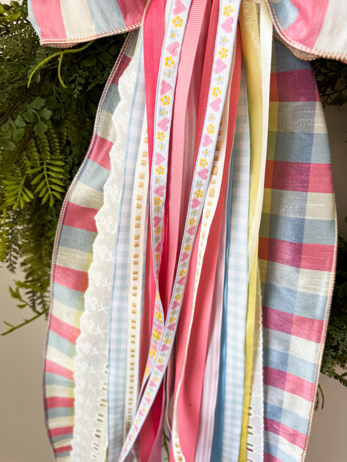 Ribbon Bundle Spring Bow for Wreath Pink Spring Ribbons Pastel Easter ...