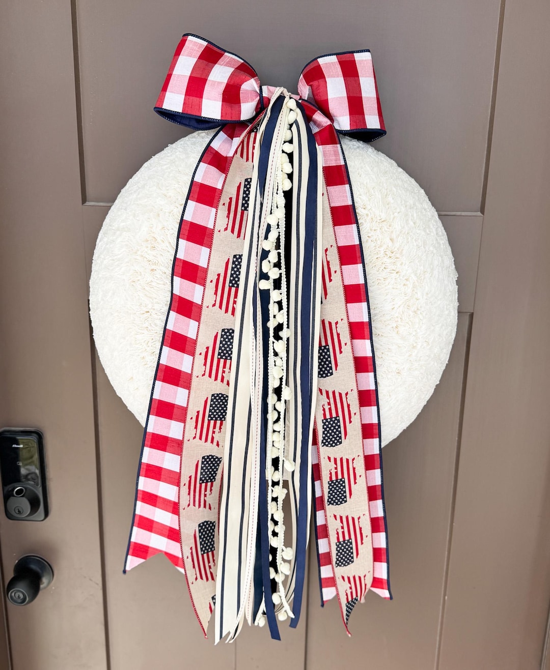 Big Red Bow 4th of July Red Gingham Bow for Front Door Bow Decor for ...