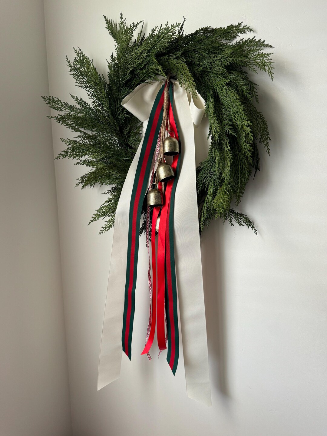 XL Wreath Ribbon for Christmas Luxury Office Decor Red and Green Bow ...