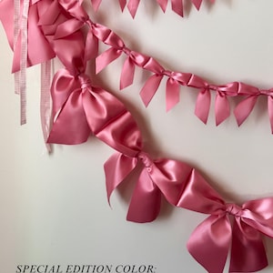 Bow Garland for Valentines Day Pink Bow Garland Galentine's Party Decor ...