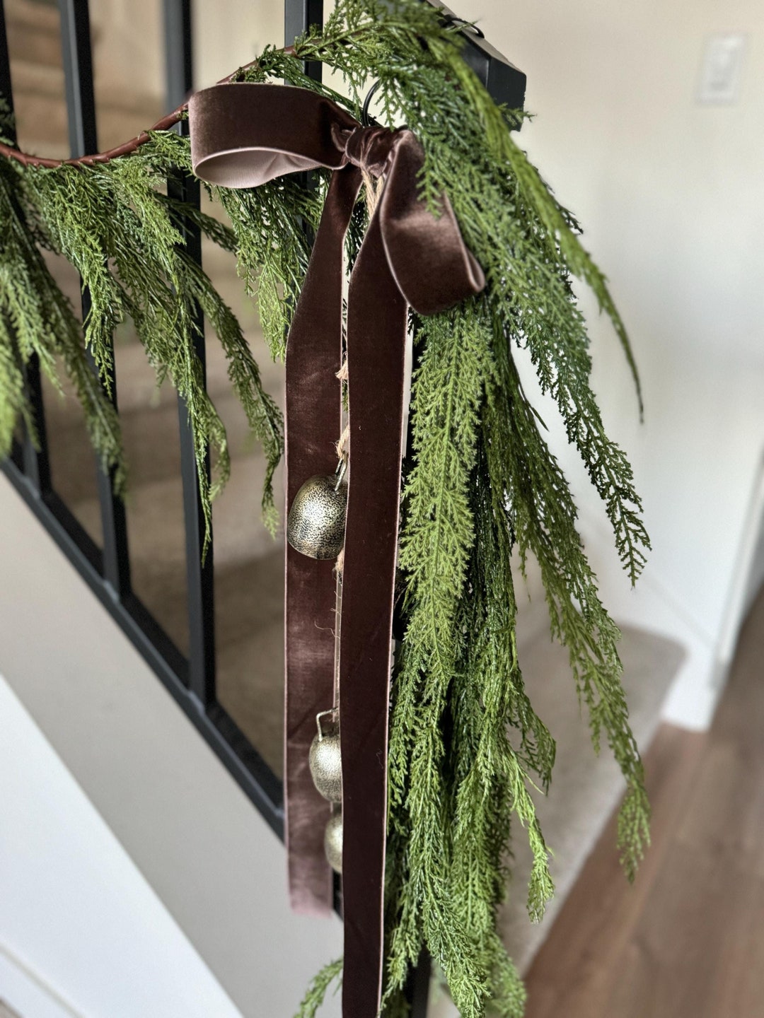 Brown Velvet Bow for Garland Banister Christmas Garland Bow Brown ...