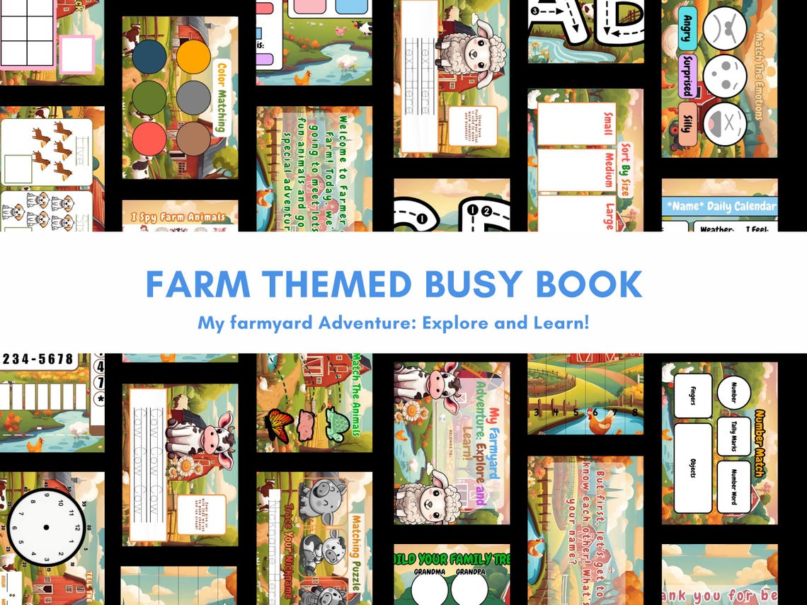 Farm Themed Busy Book Printable Templates Canva Busy Book Templates - Etsy