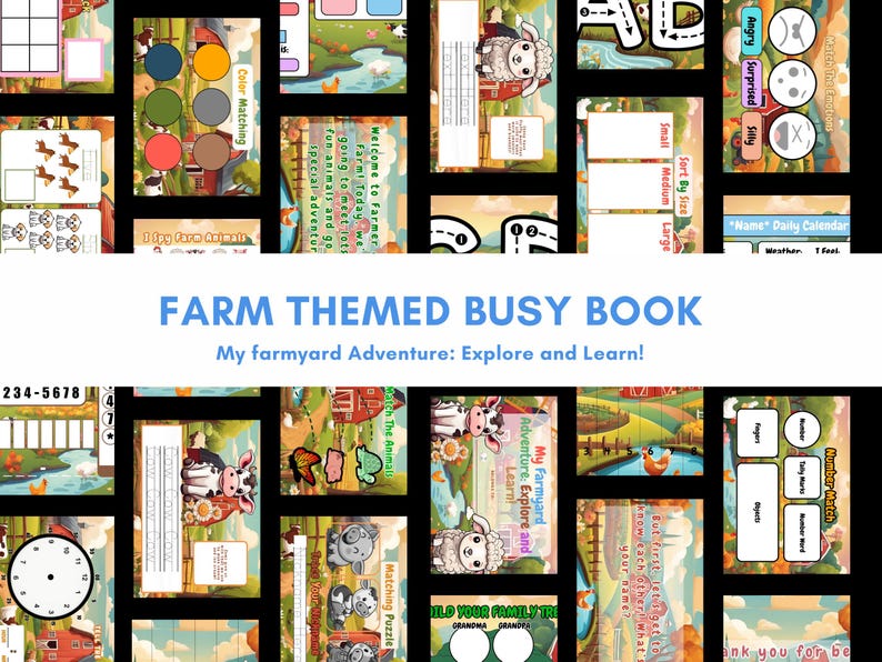 Farm Themed Busy Book Printable Templates Canva Busy Book Templates - Etsy