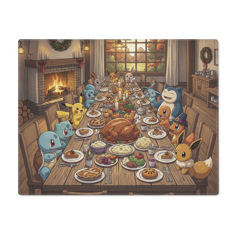 Pokemon Thanksgiving Placemats, Pikachu & Friends Fall Feast Table ...