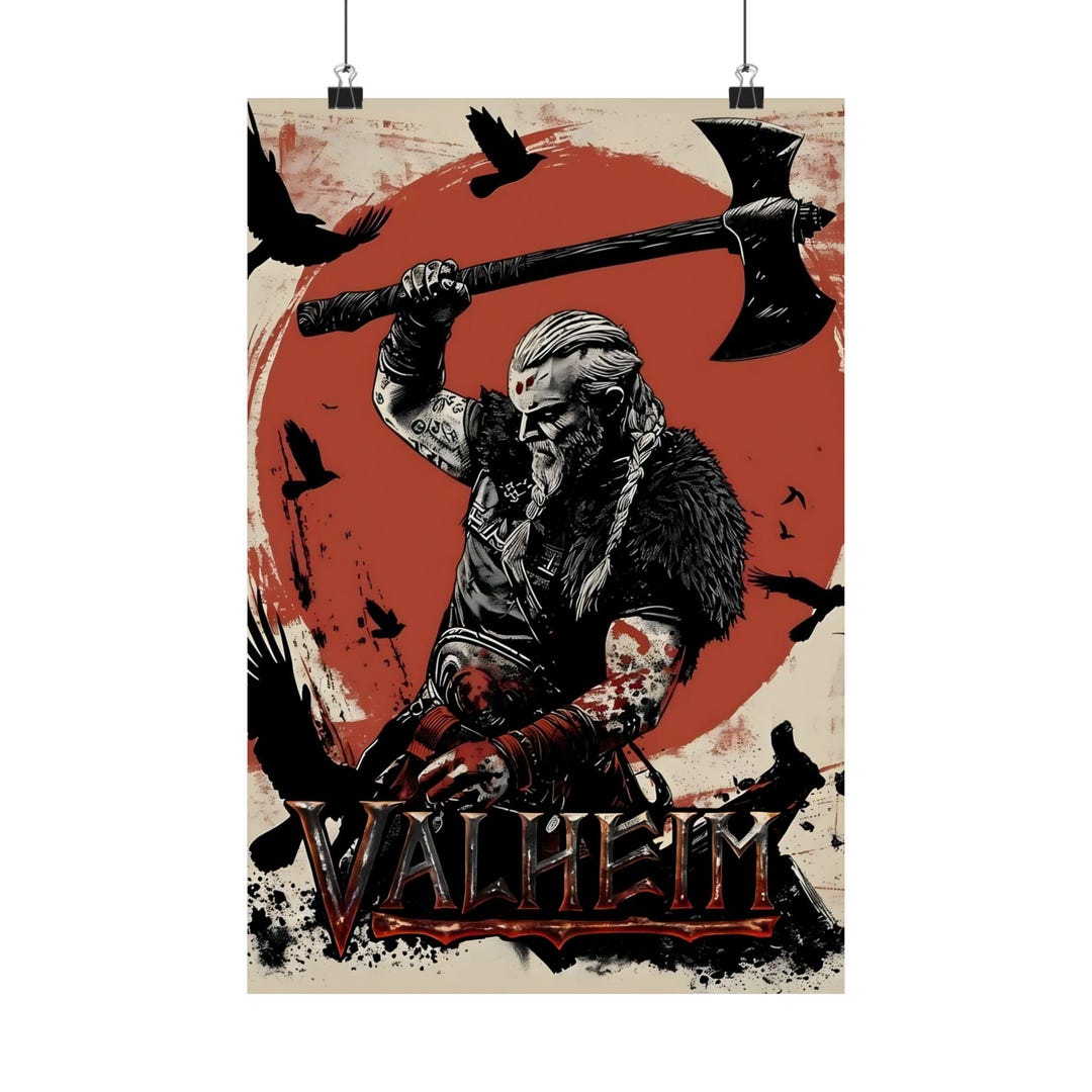 Valheim Viking Warrior Matte Vertical Poster | Gaming Room Wall Art - Etsy