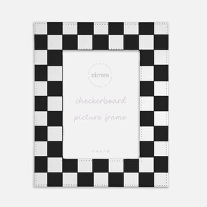 Cute Checkerboard Photo Frames 5x7 Inch Faux Leather Adorable Home ...