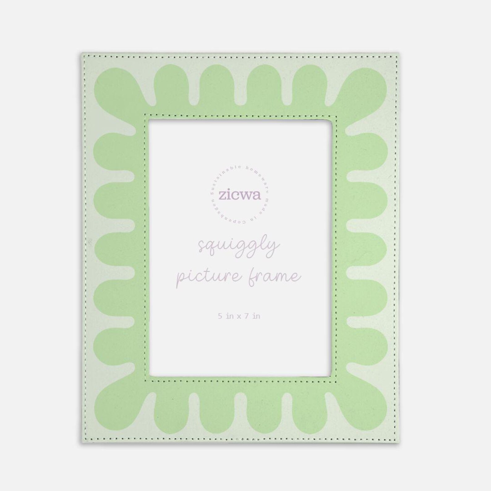 Pastel Green Squiggly Picture Frame 5x7 Faux Leather, Whimsical Design ...