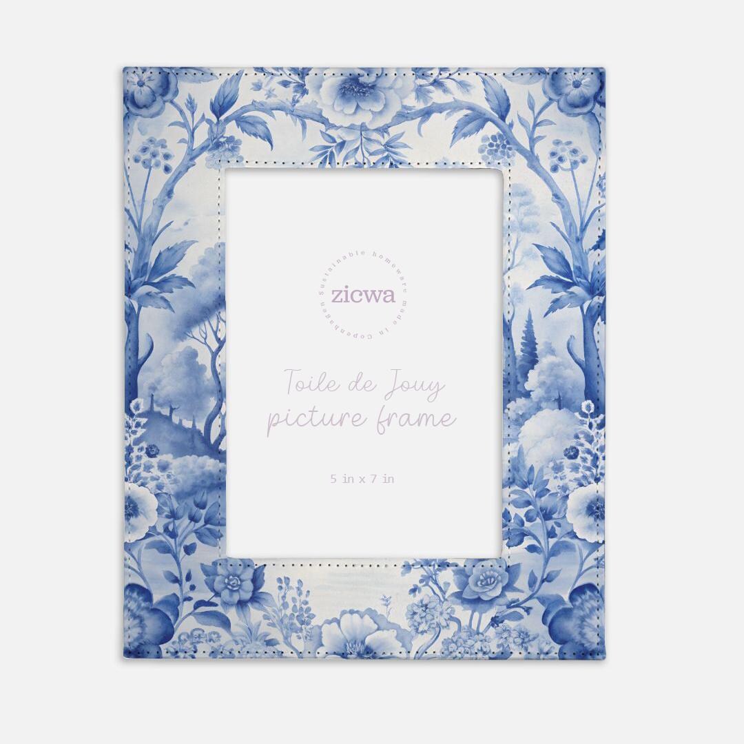 Elegant Blue and White Toile De Jouy Faux Leather Picture Frame 5x7 ...