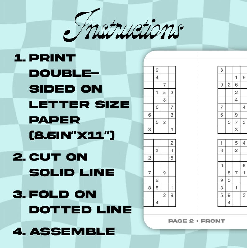 Passport Size DIY Printable Sudoku Insert Book (EASY) Leather Traveler ...