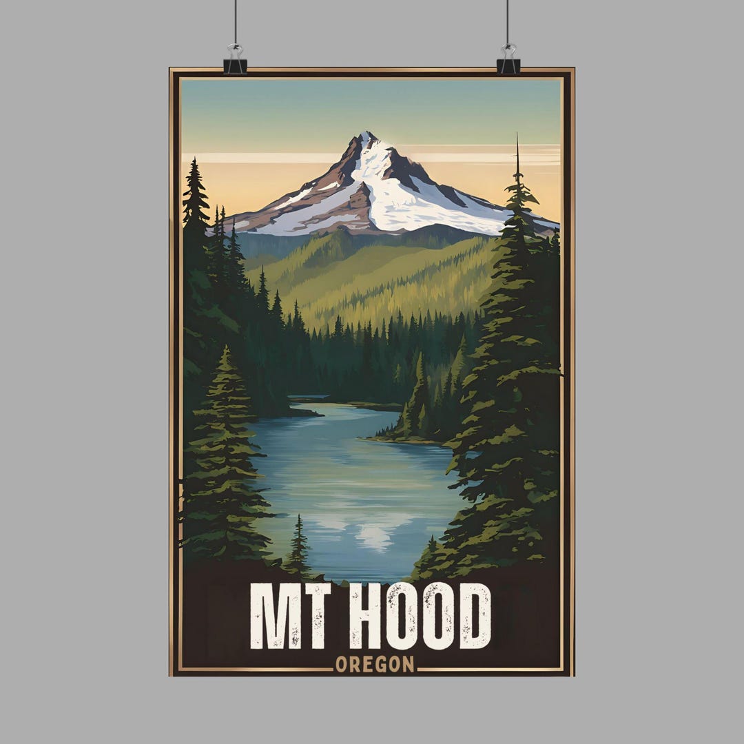 Retro Mt. Hood Vertical Poster Cascadian Craftworks Pacific Northwest ...