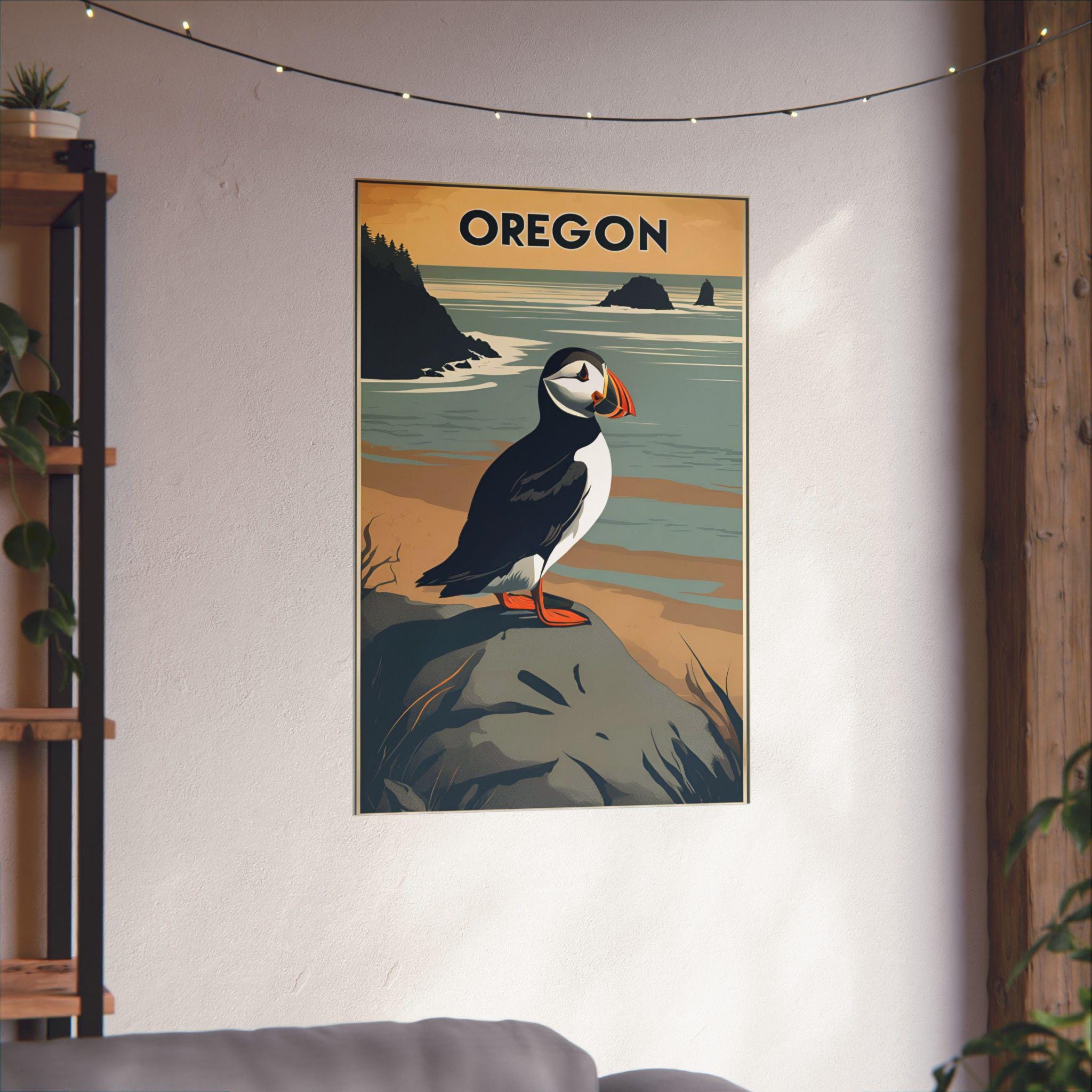 Oregon Coast Puffin Poster Cascadia Pacific Northwest Cascadian ...