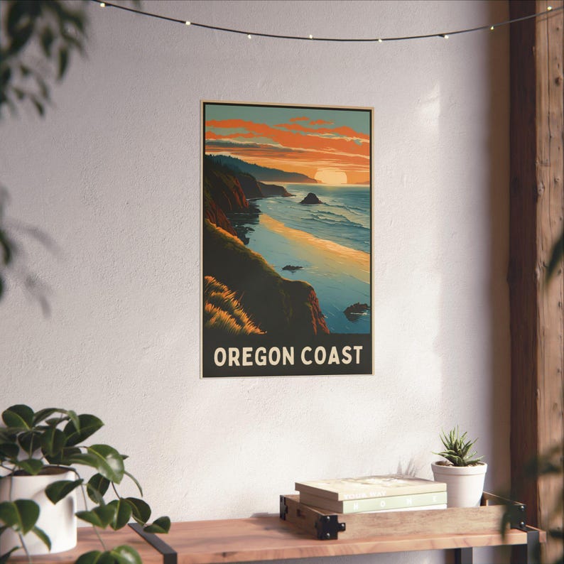 Retro Oregon Coast Vertical Poster Cascadian Craftworks Pacific ...