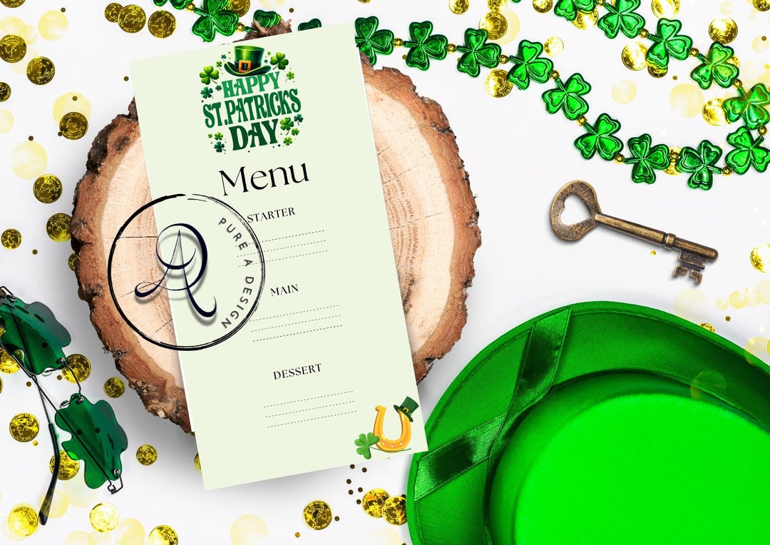 St Patricks Day Menu Template, Printable Menu, Self Care Menu Template ...