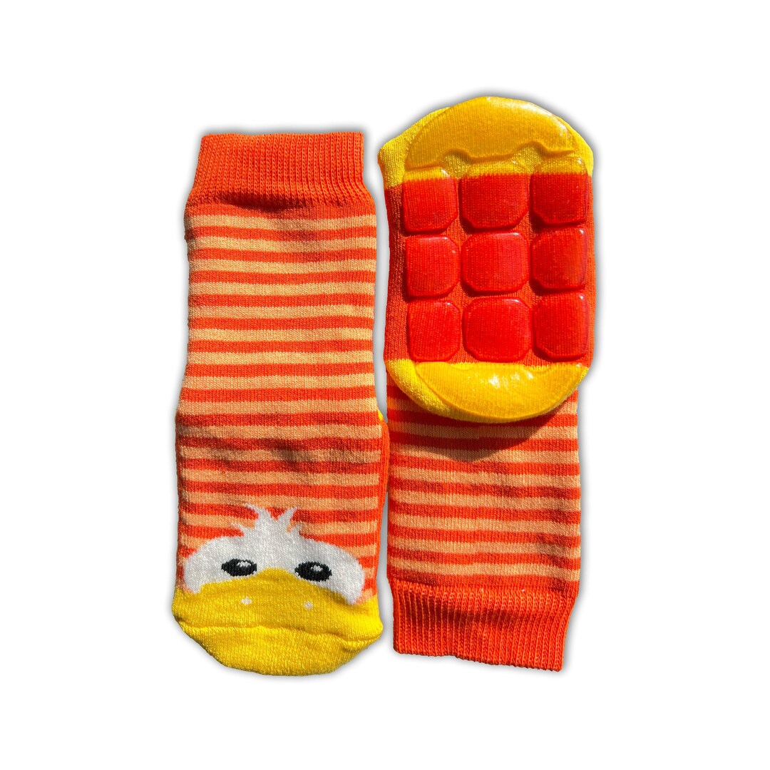Baby Grip Socks With Large Silicone Grips, Orange Non Slip Socks for ...