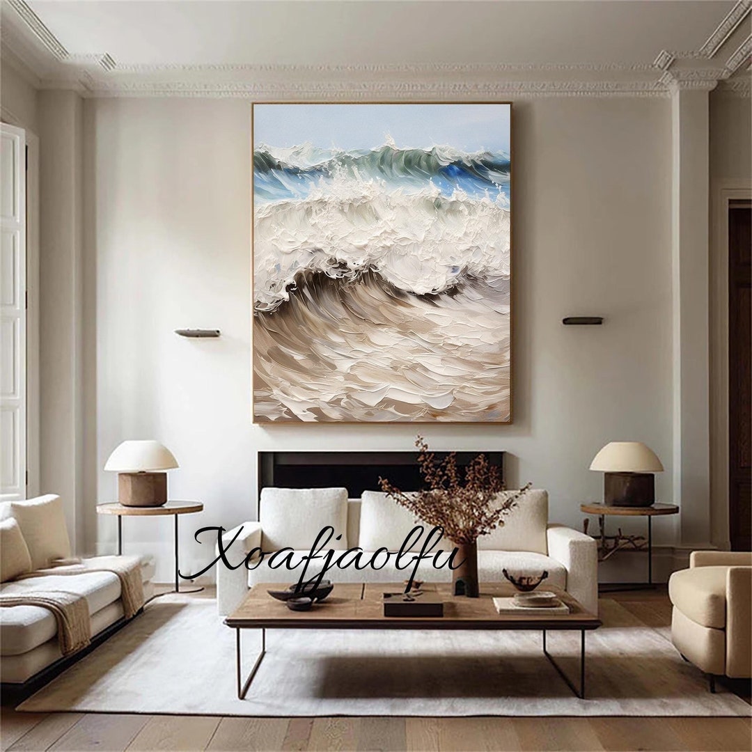 Original Beach Oil Painting on Canvas,3d Texture Seascape Wall Art,3d ...