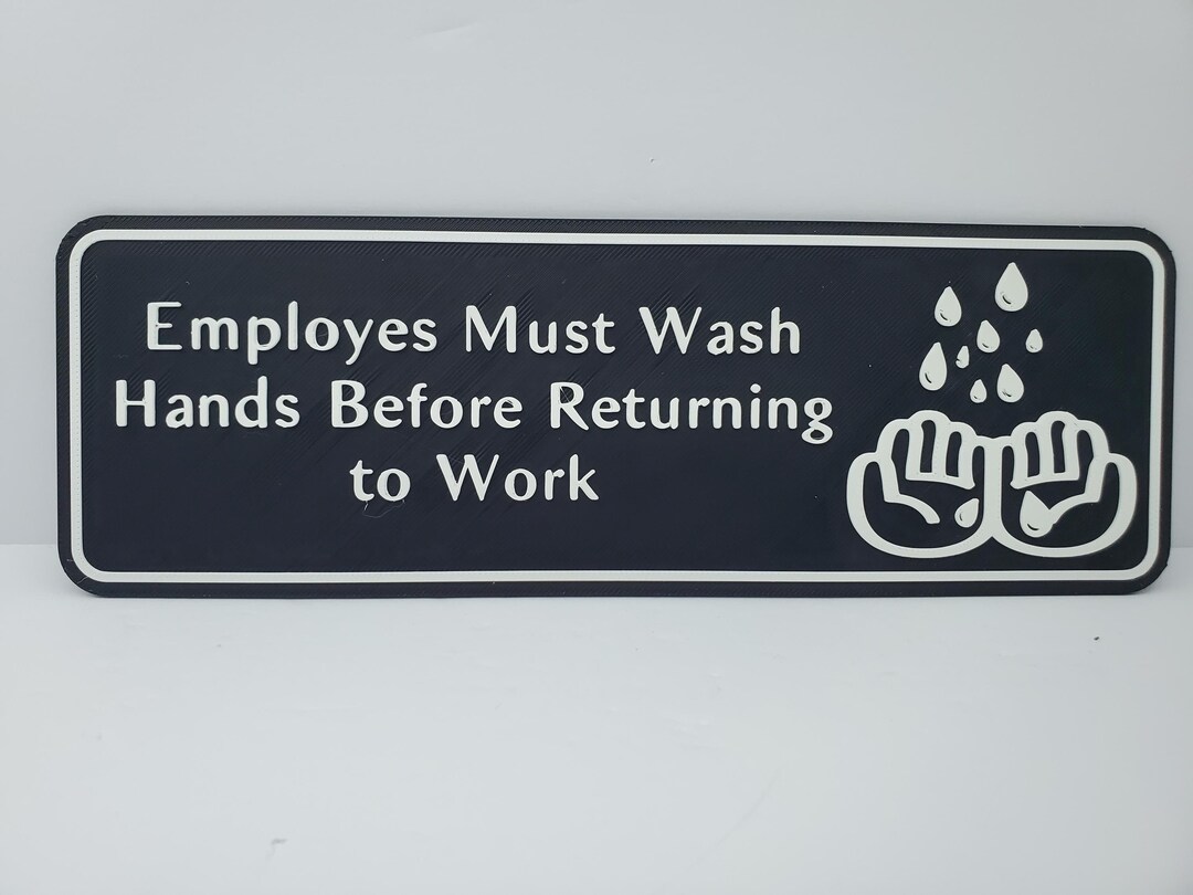 3D Employees Must Wash Hands Sign 9x3inc for Restaurants Restroom ...