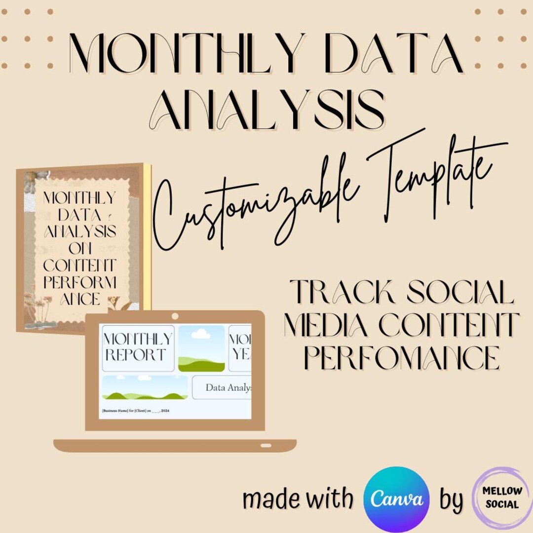Monthly Data Analysis & Performance Report Canva Customizable Template ...