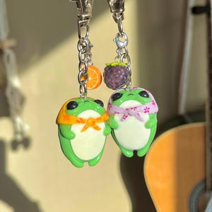 Babushka Frog Keychain, Cute Polymer Clay Figurine, Polymer Clay Keychain, Handmade Clay Charm ...