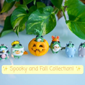 Pumpkin Frog Keychain, Cute Polymer Clay Figurine, Polymer Clay ...