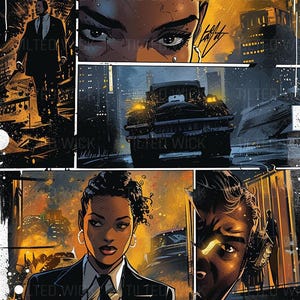 Noir & Neon Comic Book Page PNG Sublimation Bundle, Digital Art ...