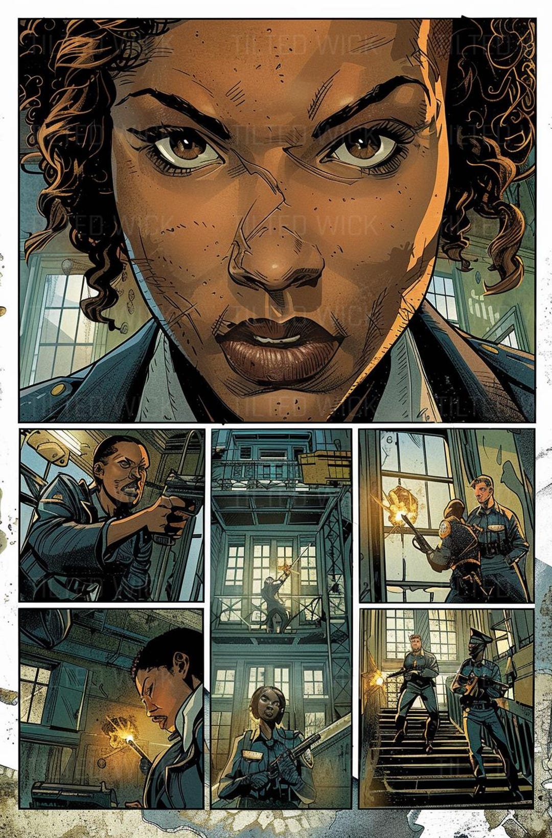 Noir & Neon Comic Book Page PNG Sublimation Bundle, Digital Art ...