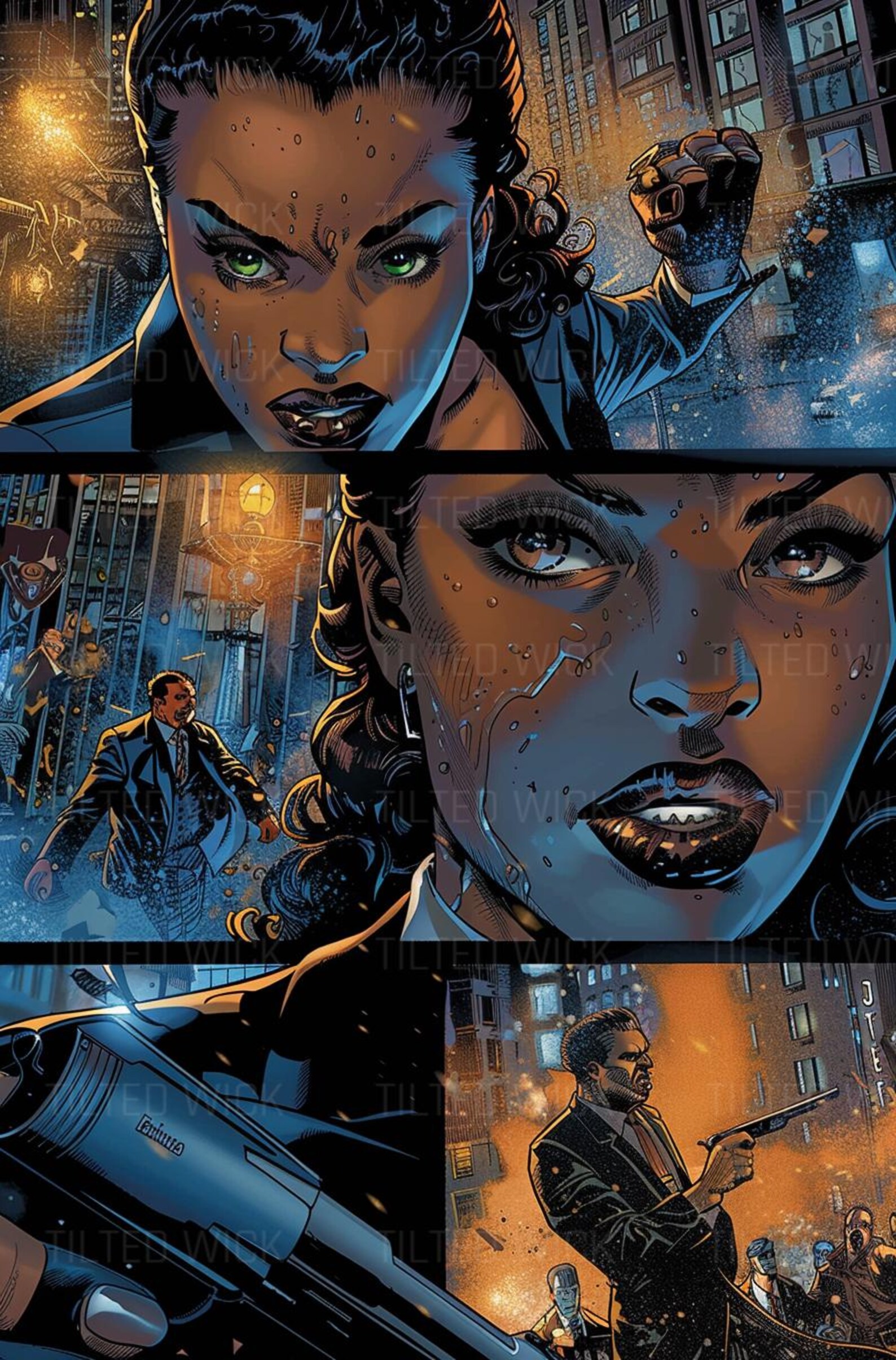 Noir & Neon Comic Book Page PNG Sublimation Bundle, Digital Art ...